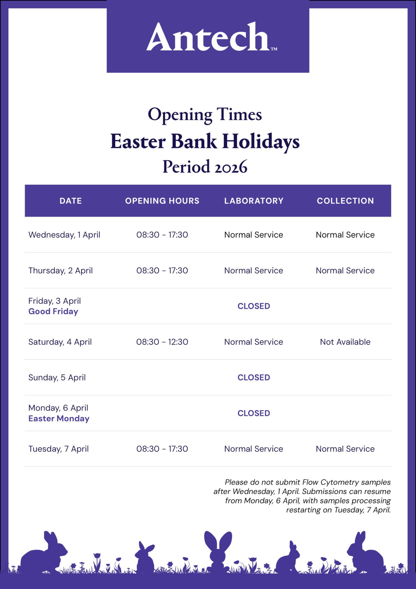 Easter Opening Hours | Antech UK Holiday Schedule